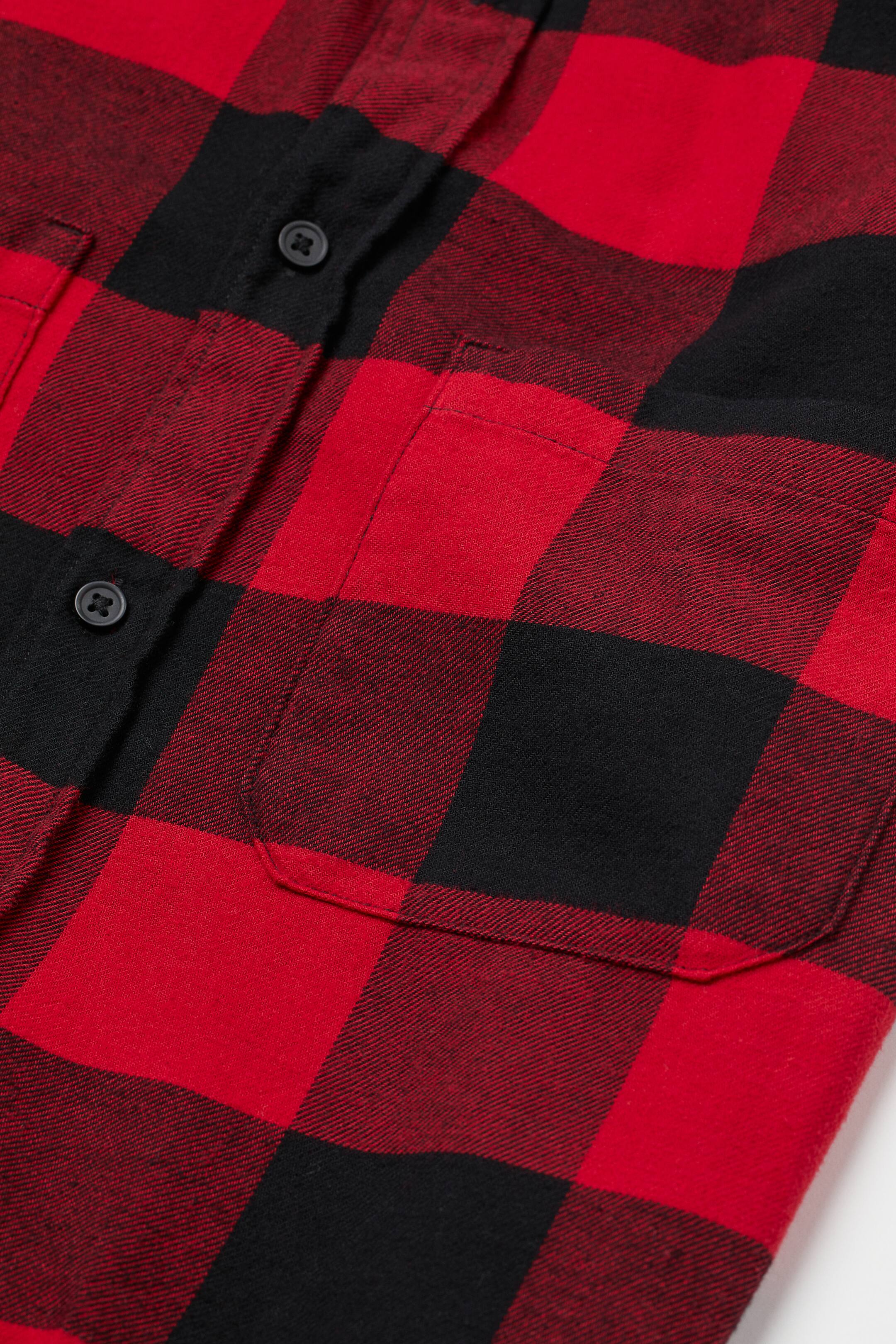 Regular Fit Flannel shirt - Long sleeve - Regular length - Red/Black ...