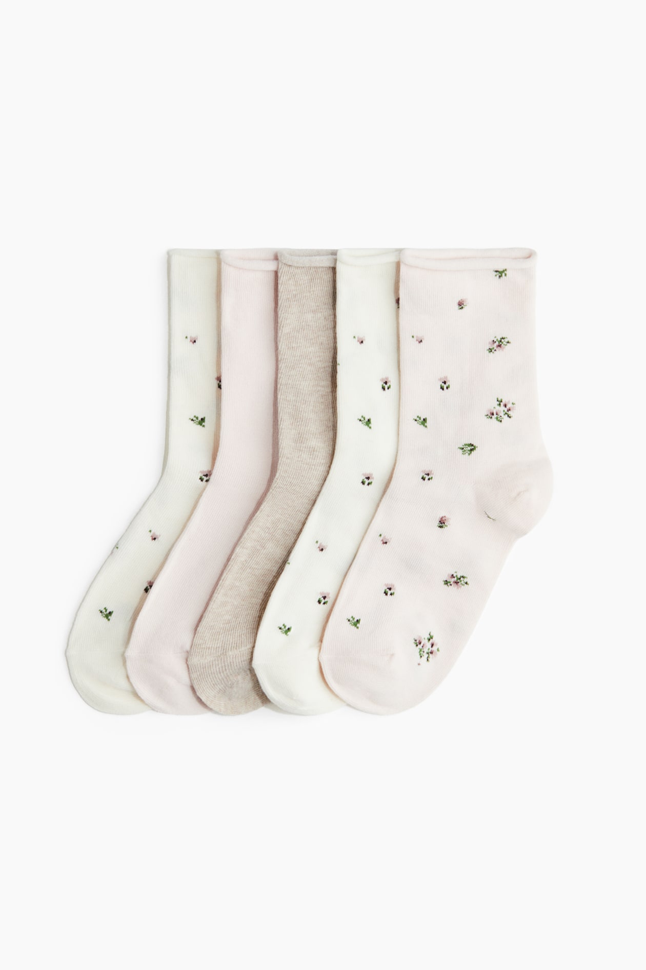 Women's White/Floral 5-pack socks | H&M GB
