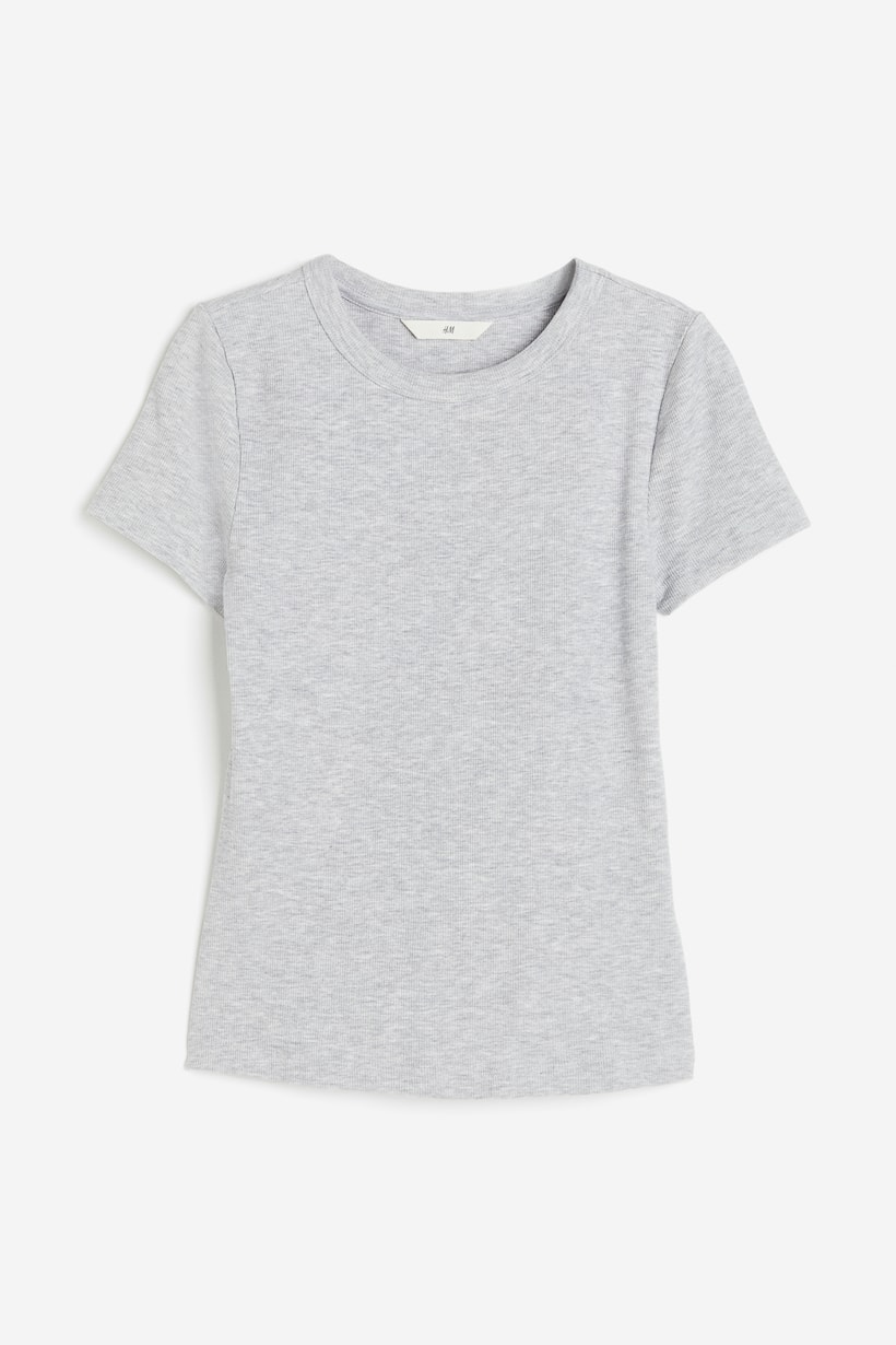 Women's Light gray melange Ribbed Modal-blend T-shirt | H&M US