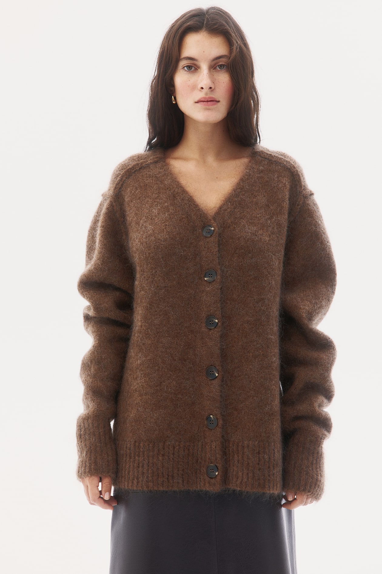 Mohair-Blend Cardigan - Brown - Ladies | H&M US