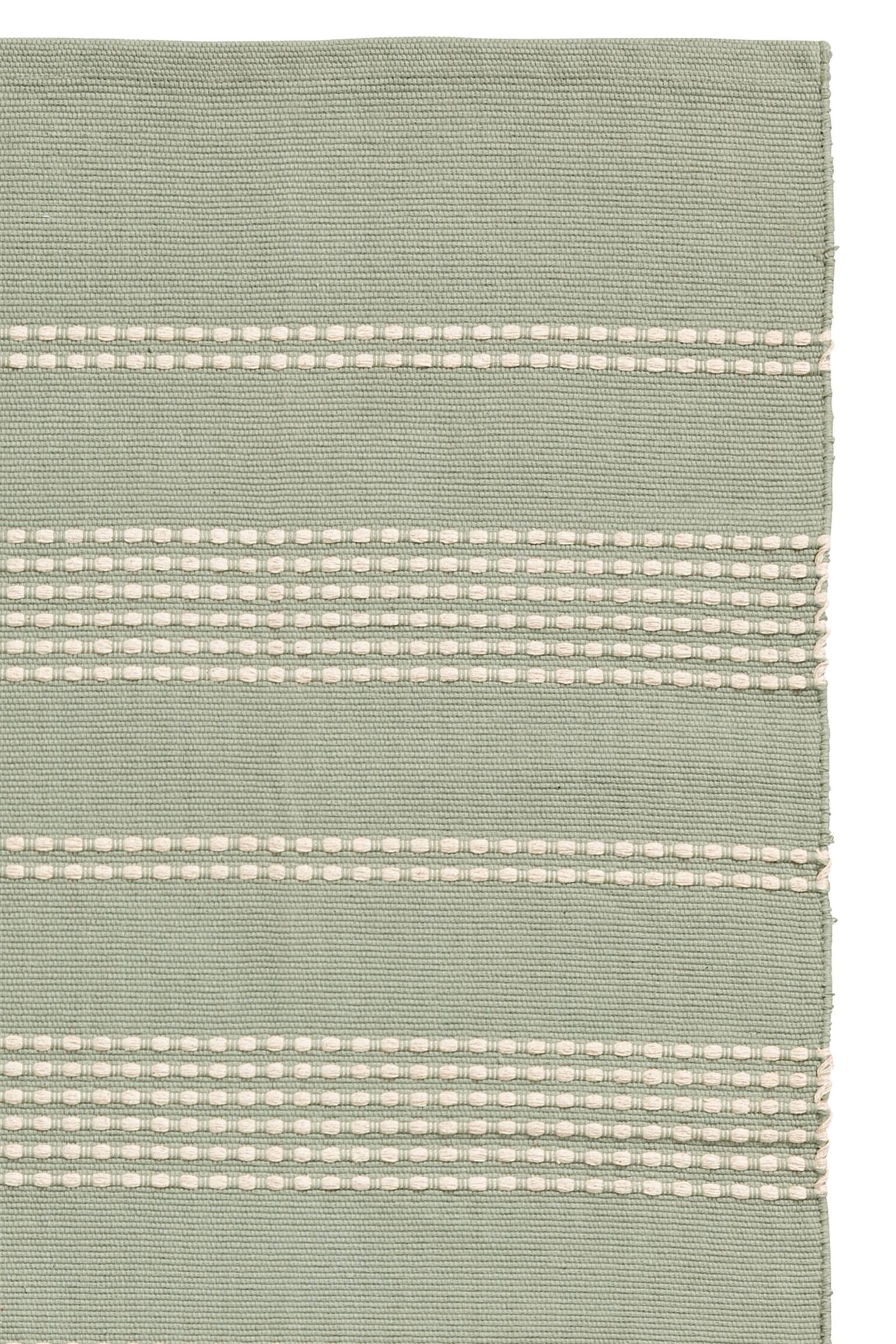 Textured Striped Cotton Rug - Dusky green/natural white - Home All | H&M US