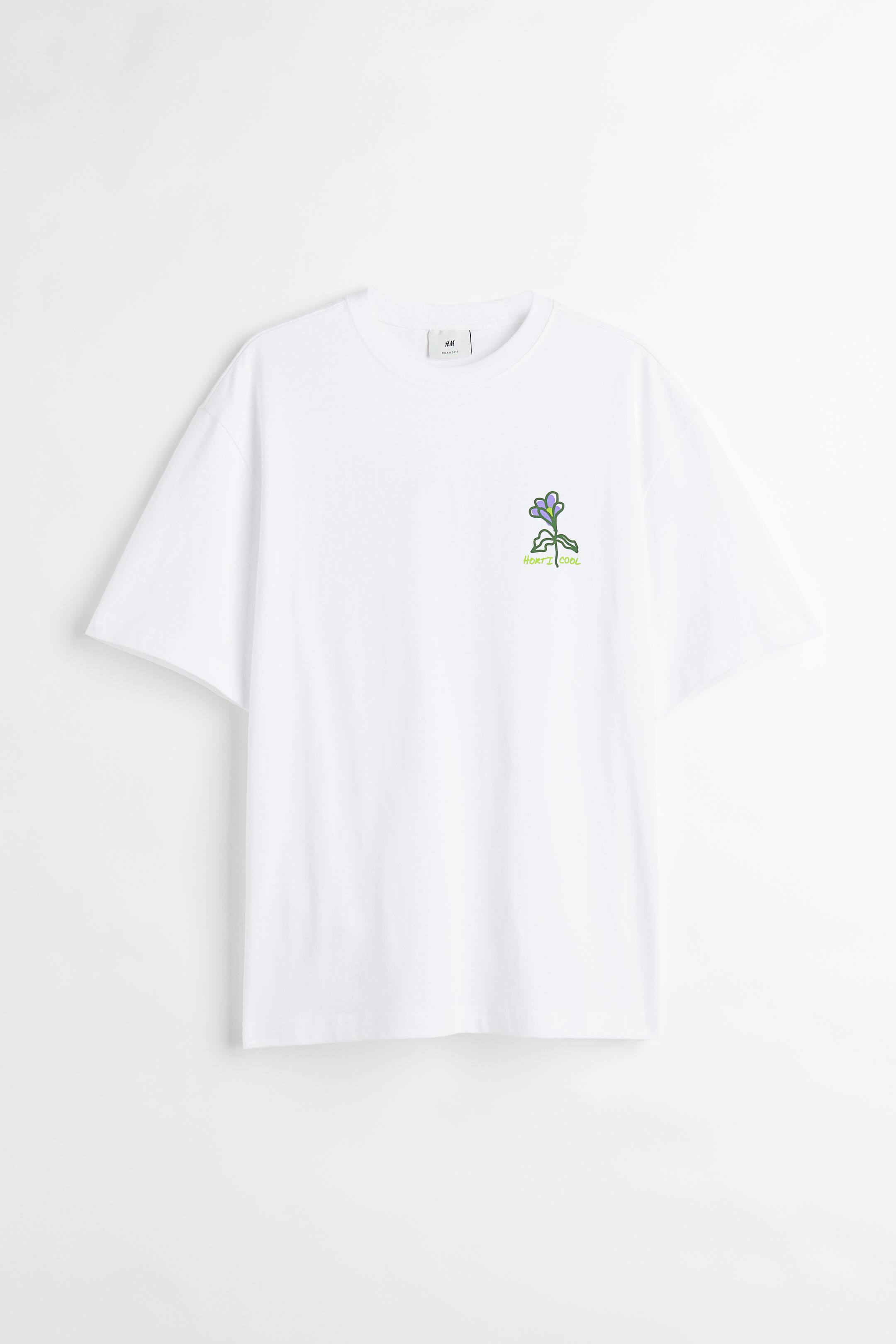 Majica sa aplikacijom Relaxed Fit - Bela/cvet - Men | H&M RS