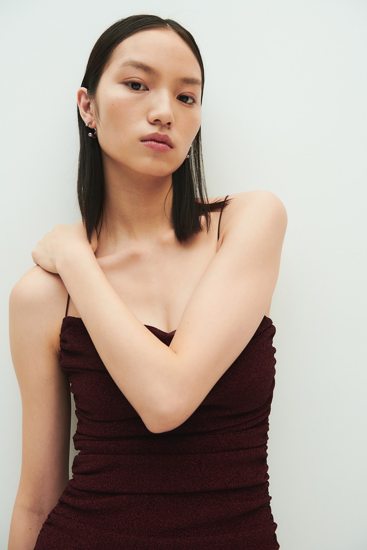 - Glittery strappy dress - Burgundy - Ladies | H&M MY