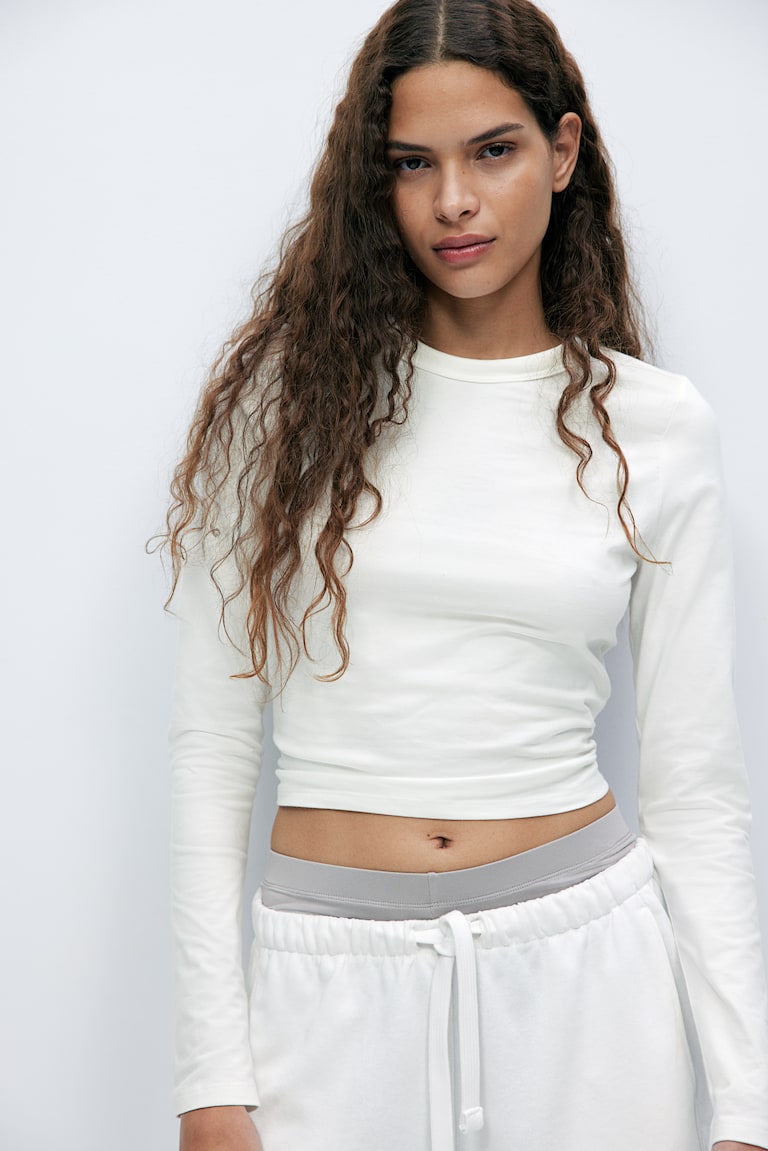 Long-sleeved Top - White - Ladies | H&M US