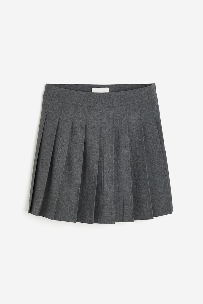 Women's Dark gray melange Pleated Mini Skirt | H&M CA
