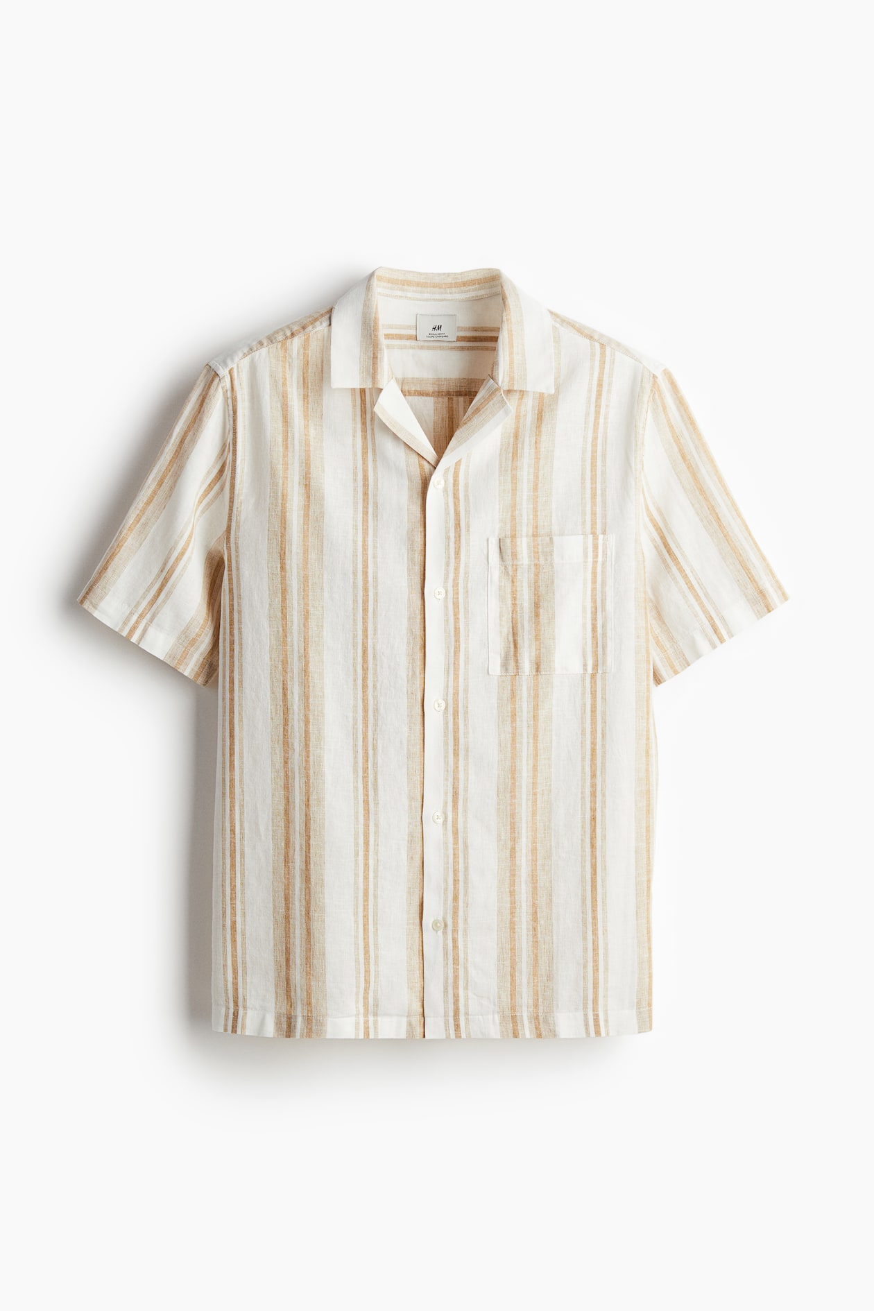 Men’s Beige/striped Regular Fit Linen-blend Resort Shirt | H&M US
