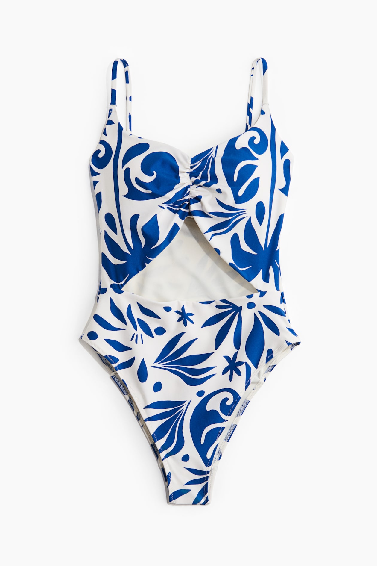 Traje de baño High leg con relleno - Blanco/Estampado azul - MUJER | H&M ES