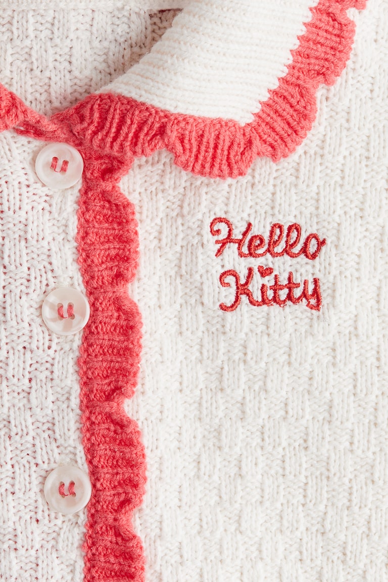 White/Hello Kitty Garter-Checkerboard-Knit Cardigan for kids | H&M CA