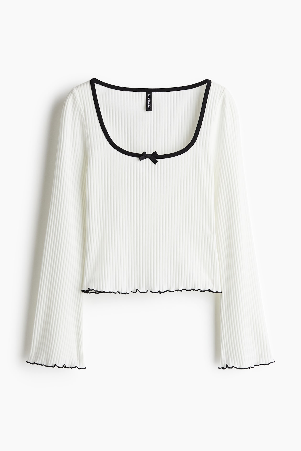 Ribbed Top with Overlocked Trim - White - Ladies | H&M CA