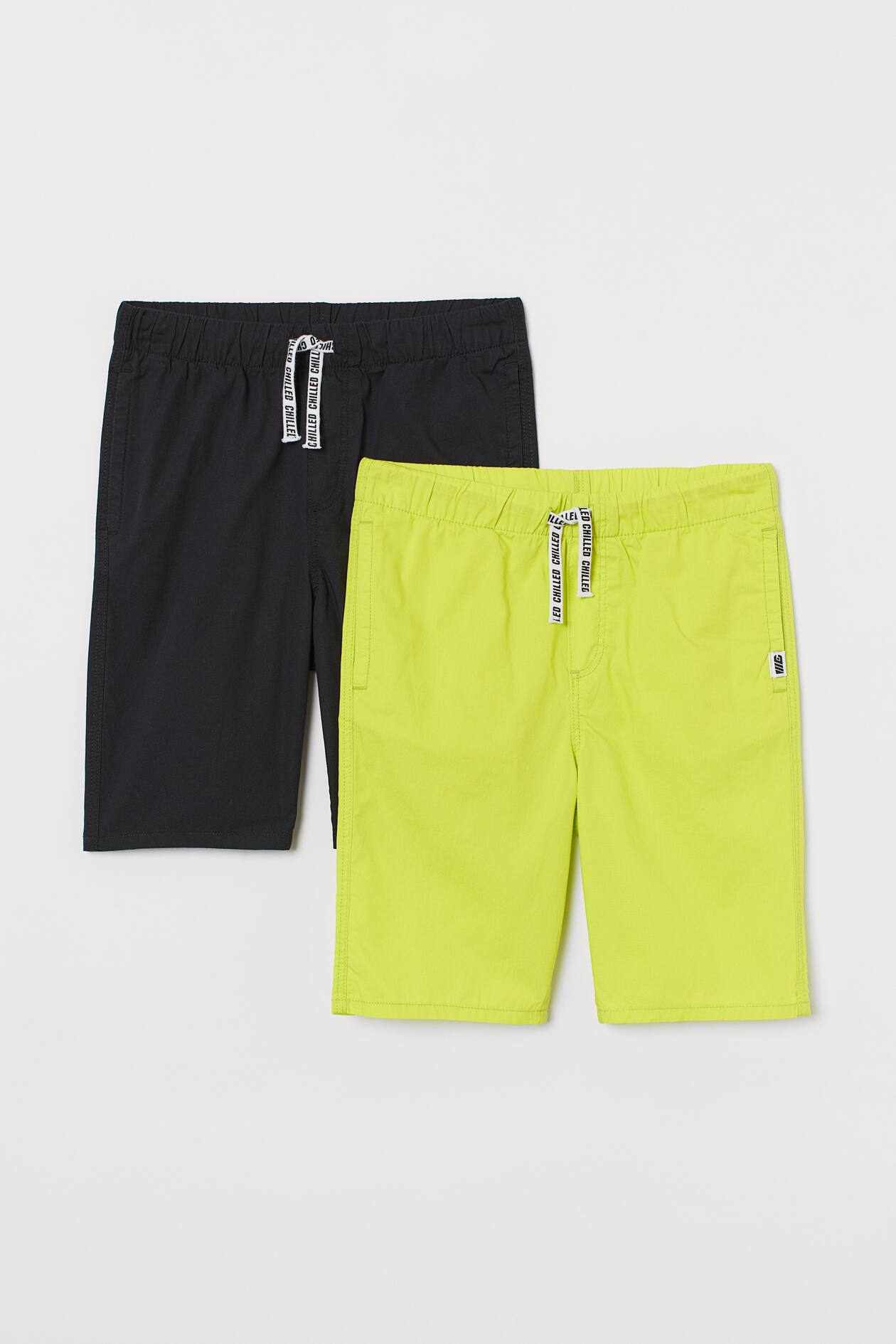 2er-Pack Baumwollshorts - Neongelb/Schwarz - Kids | H&M AT