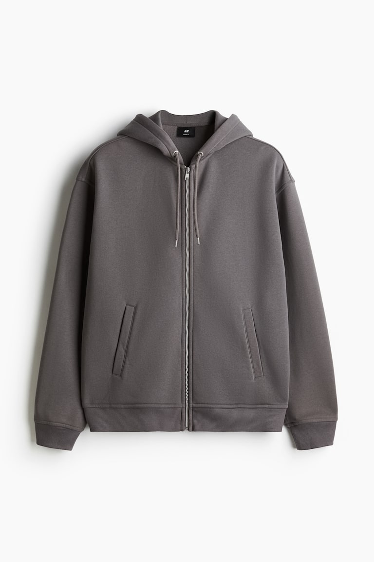 Men’s Dark greige Loose Fit Zip-through hoodie | H&M GB