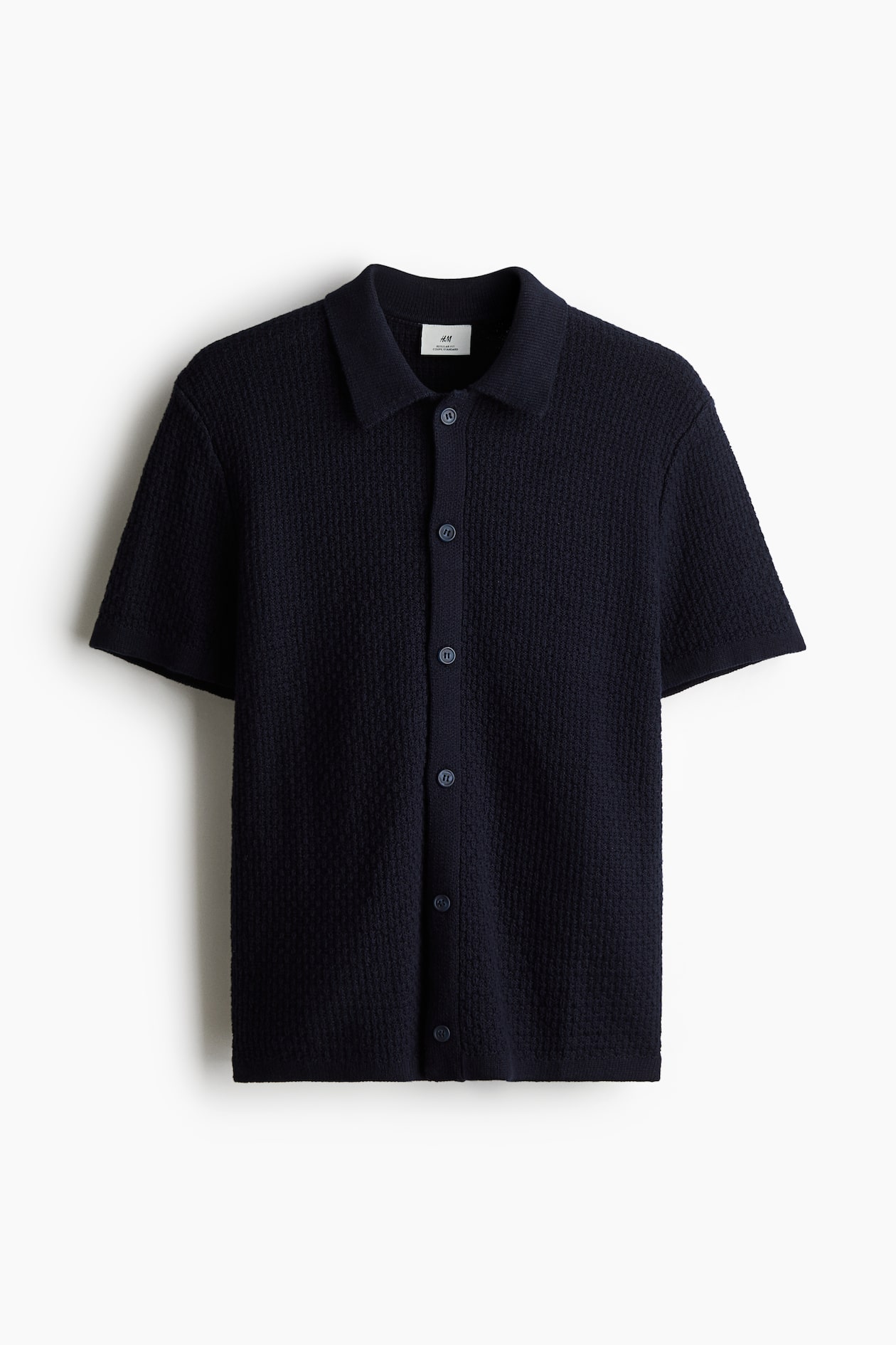 Regular-Fit Textured-Knit Shirt - Navy blue - Men | H&M US
