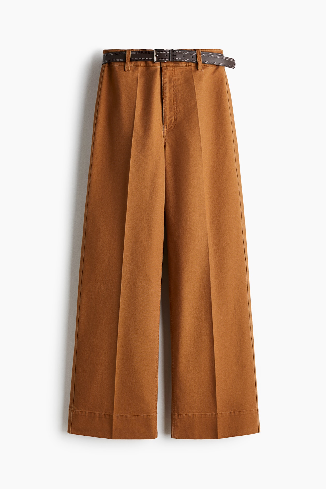 Pantalón con cinturón en lona - Café - Ladies | H&M MX