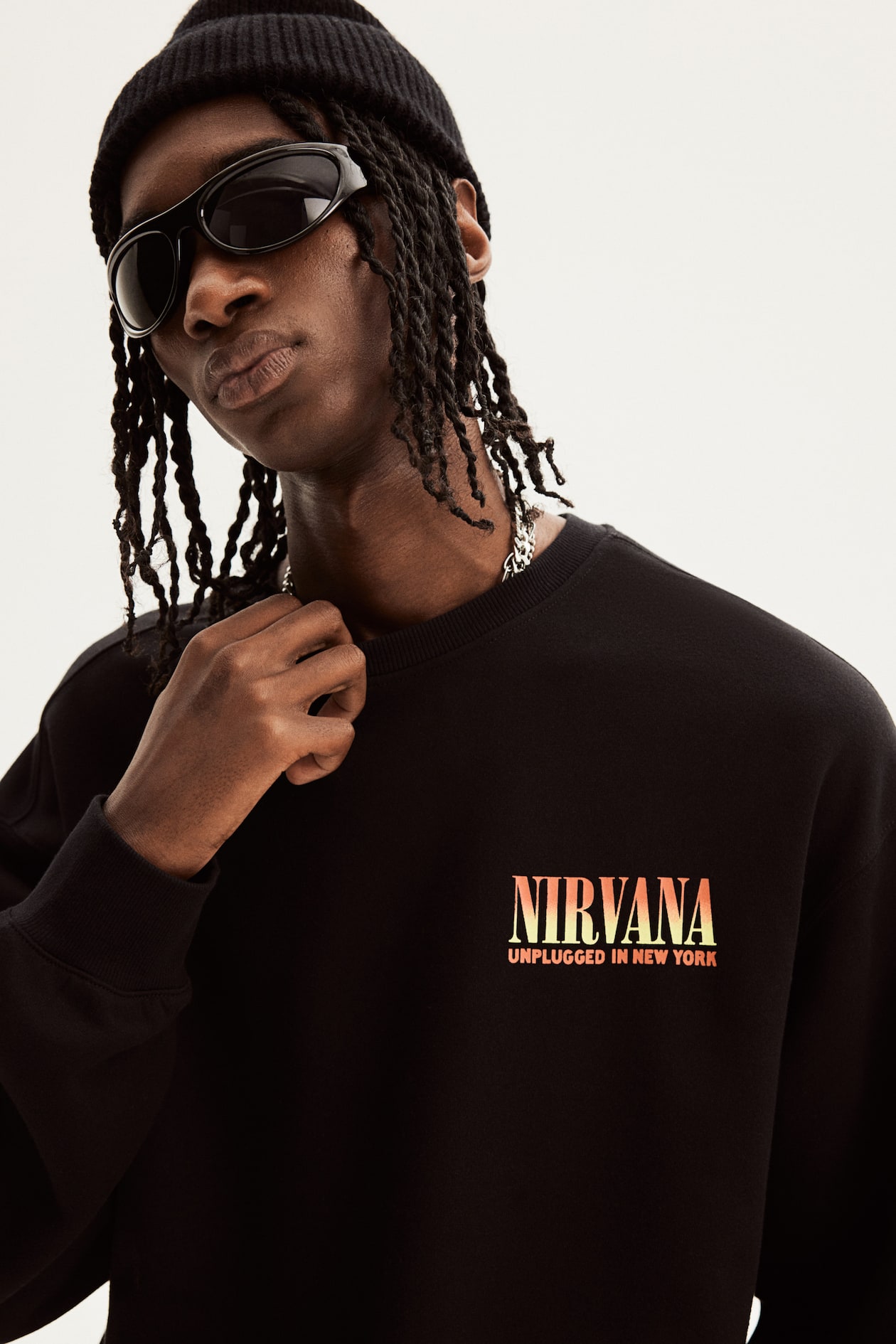 Loose Fit Sweatshirt - Black/Nirvana - Men | H&M GB