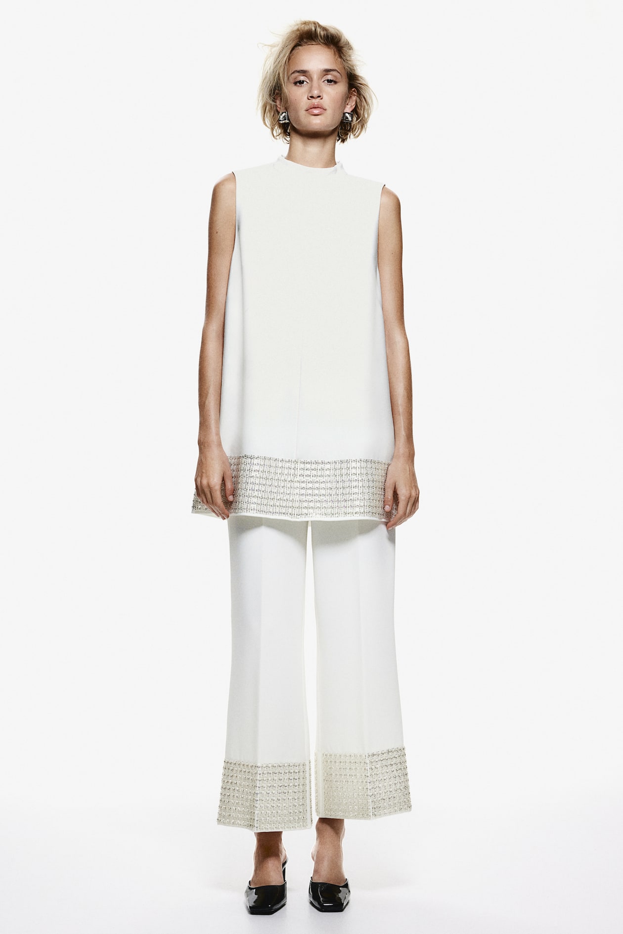 Bead-Embellished Pants - White - Ladies | H&M US