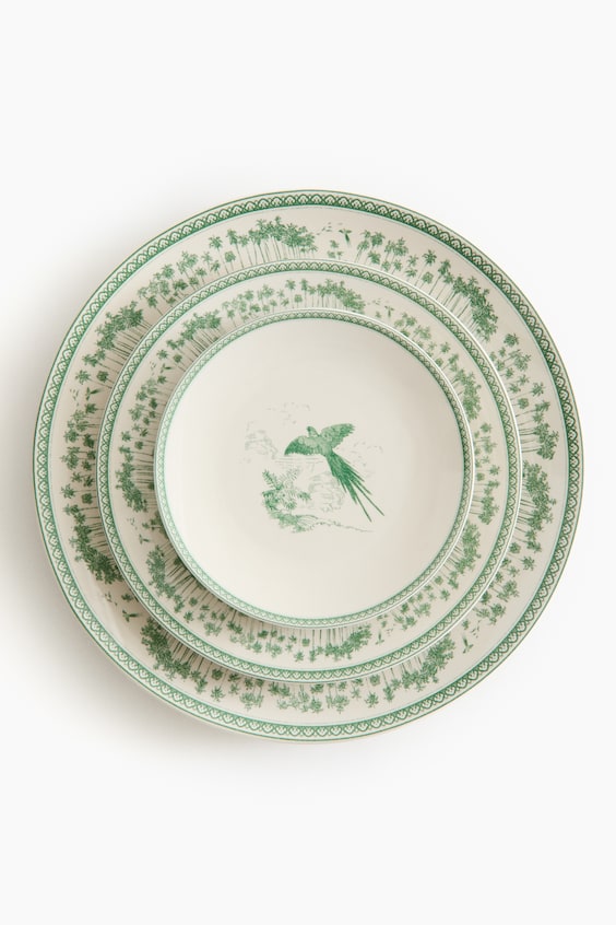 Green/beach Porcelain Appetizer Plate with Motif at H&M Home | H&M CA
