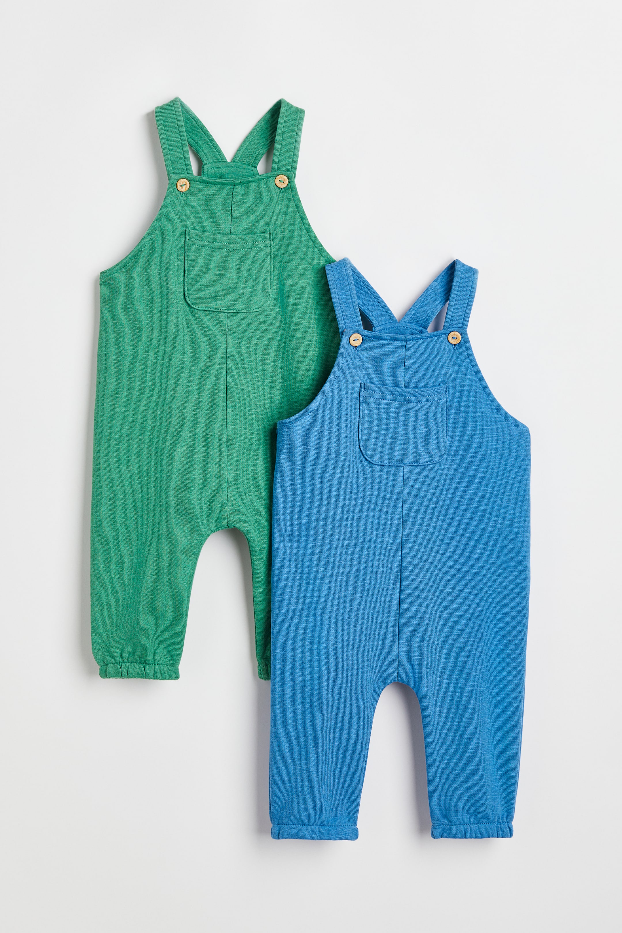 2-pack Cotton Overalls - Bright blue/green - Kids | H&M CA