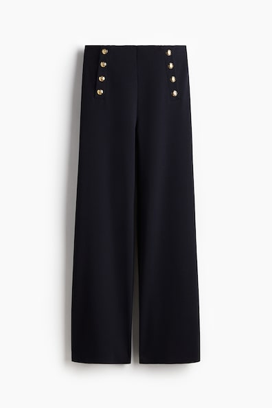 Women's Navy blue Button-front Pants | H&M CA