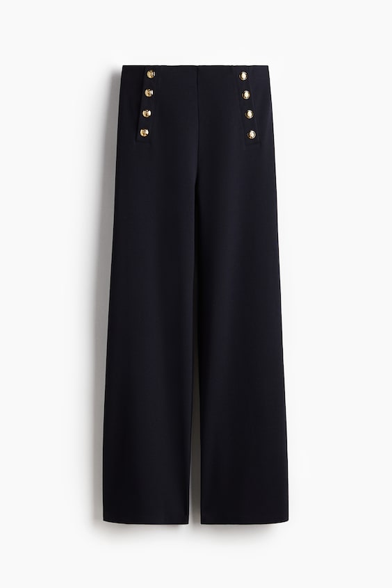Women's Navy blue Button-front Pants | H&M CA