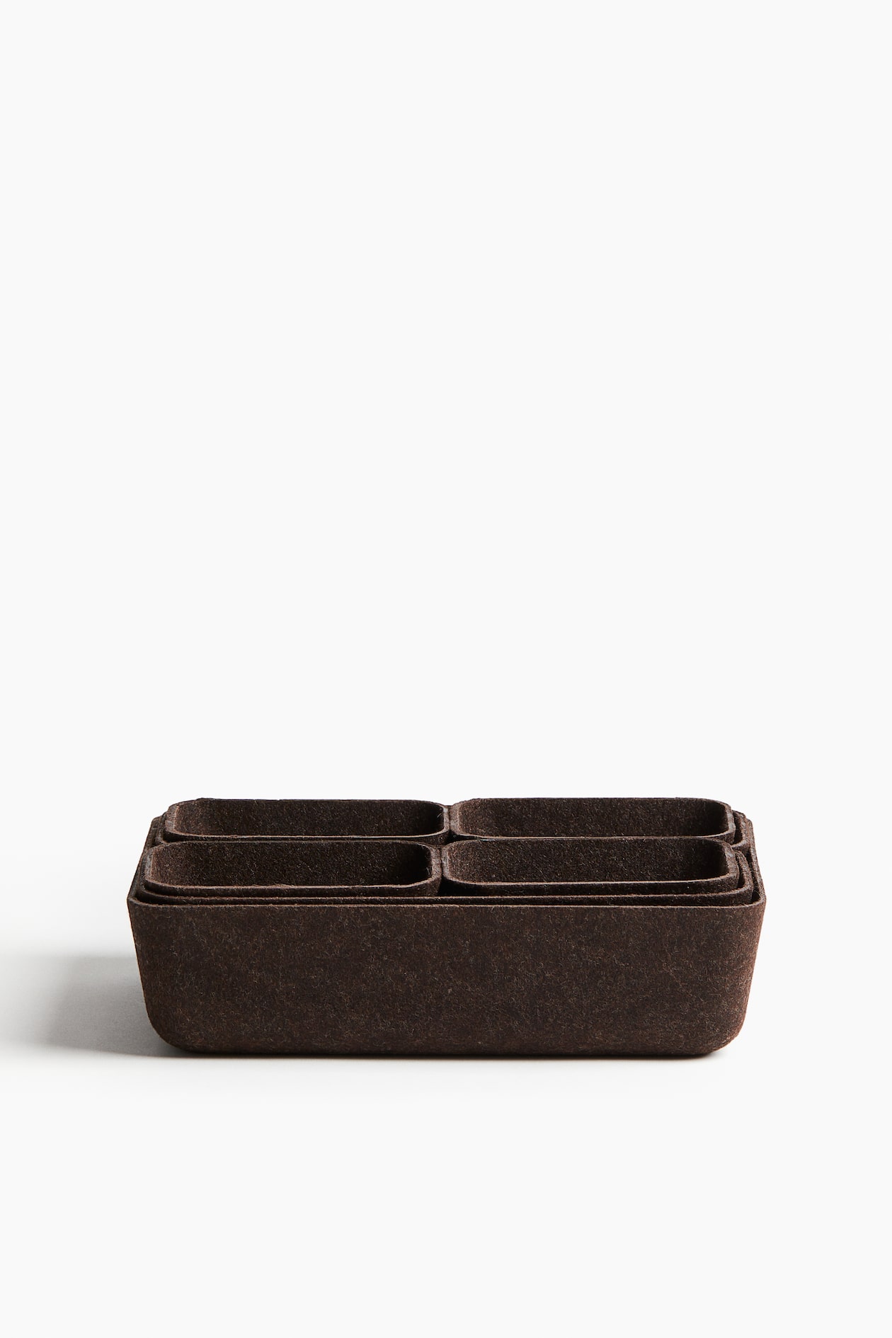Dark brown 7-piece Felted Storage Basket Set at H&M Home | H&M CA