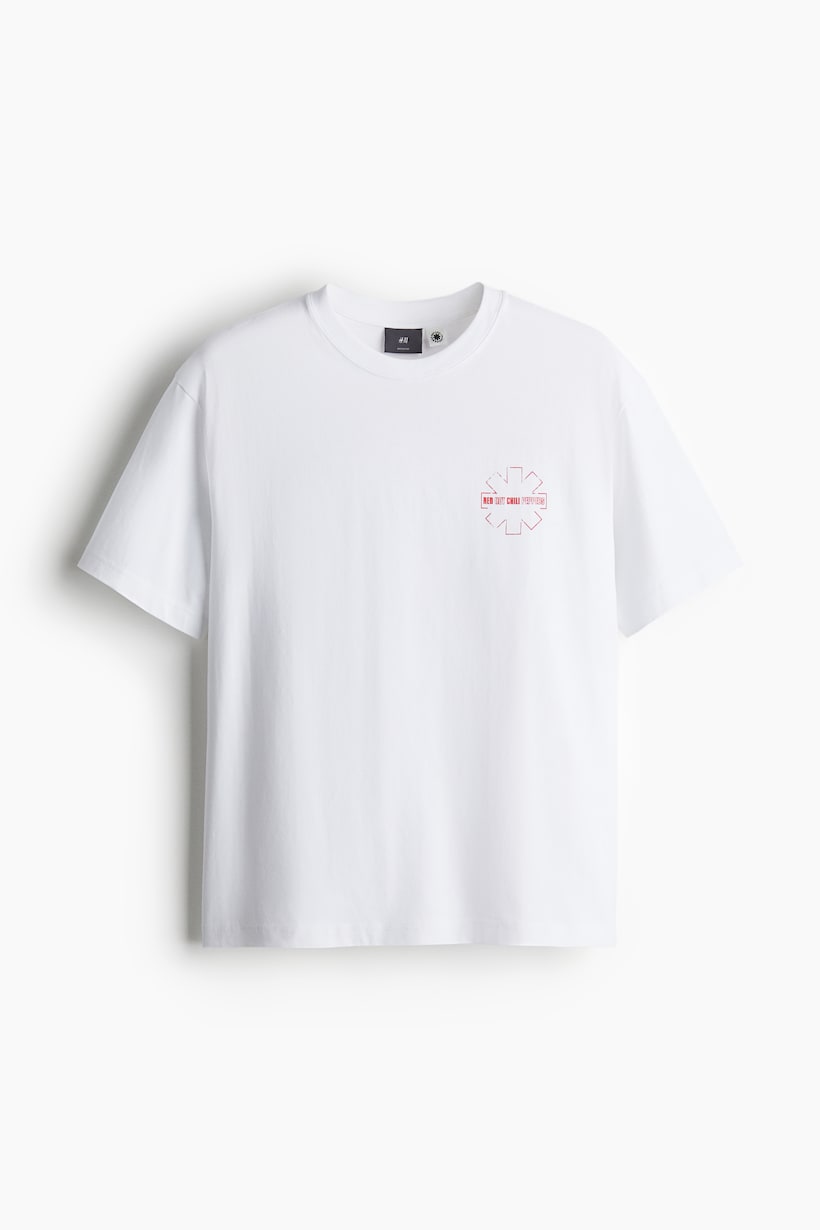 Loose Fit T-shirt - White/Red Hot Chili Peppers - Men | H&M IN