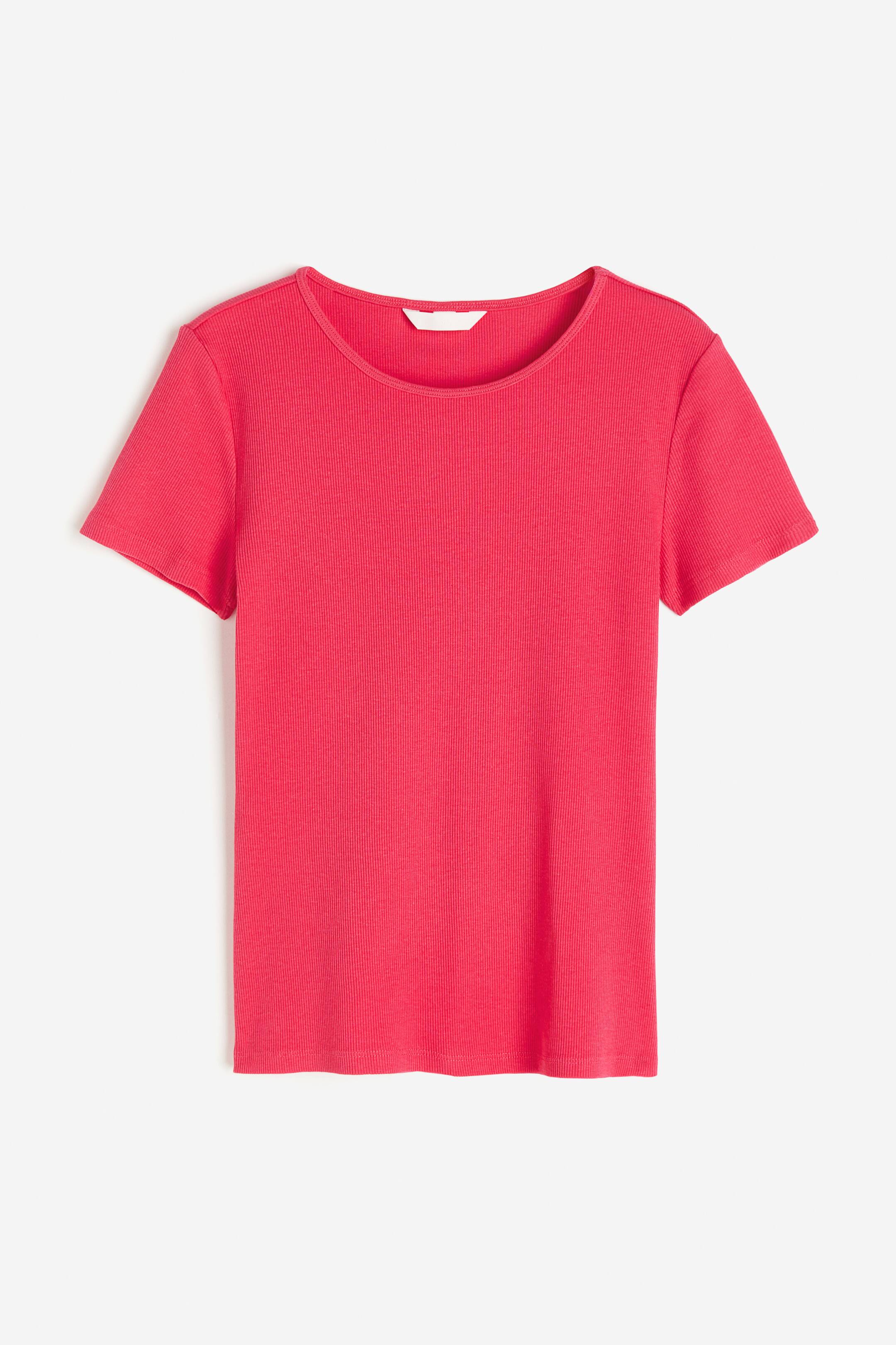 Women's Cerise Ribbed T-shirt | H&M IN