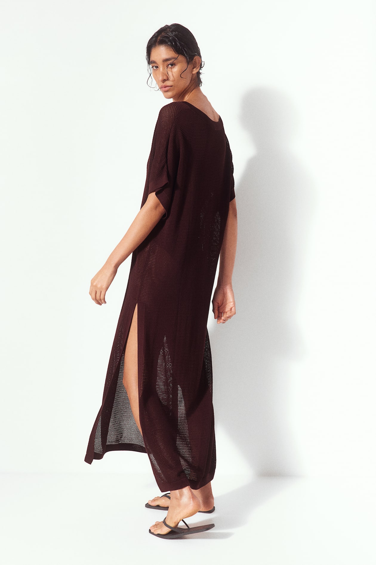 Crochet-look beach dress - Burgundy - Ladies | H&M US