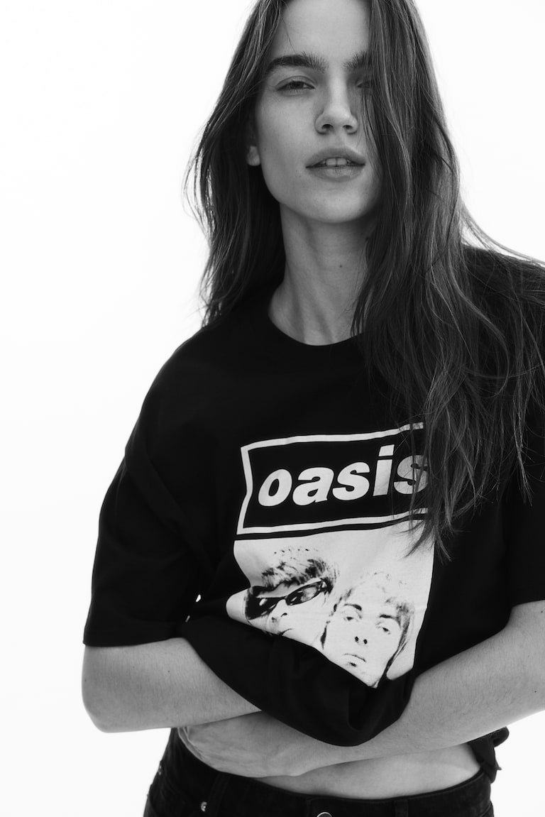 Oversized printed T-shirt - Black/Oasis - Ladies | H&M GB