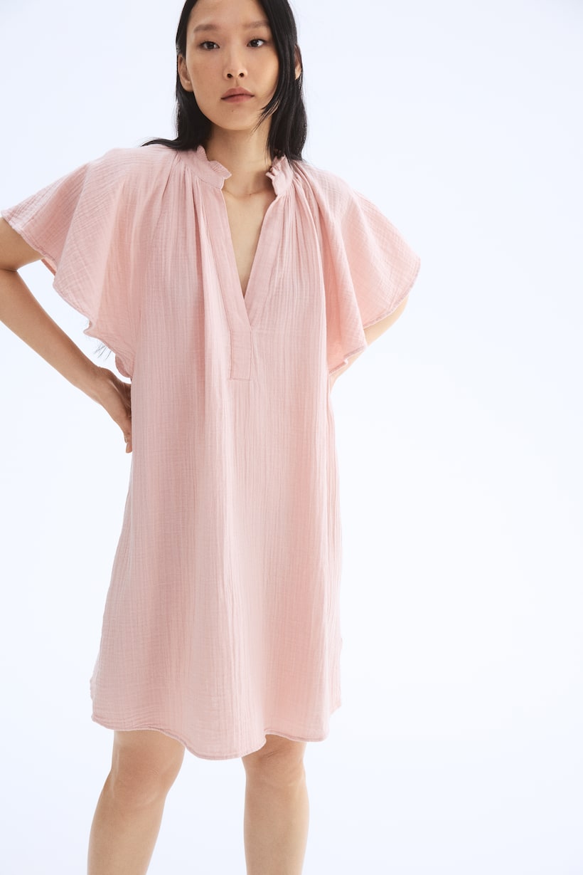 A-Line Muslin Dress - Powder pink - Ladies | H&M US