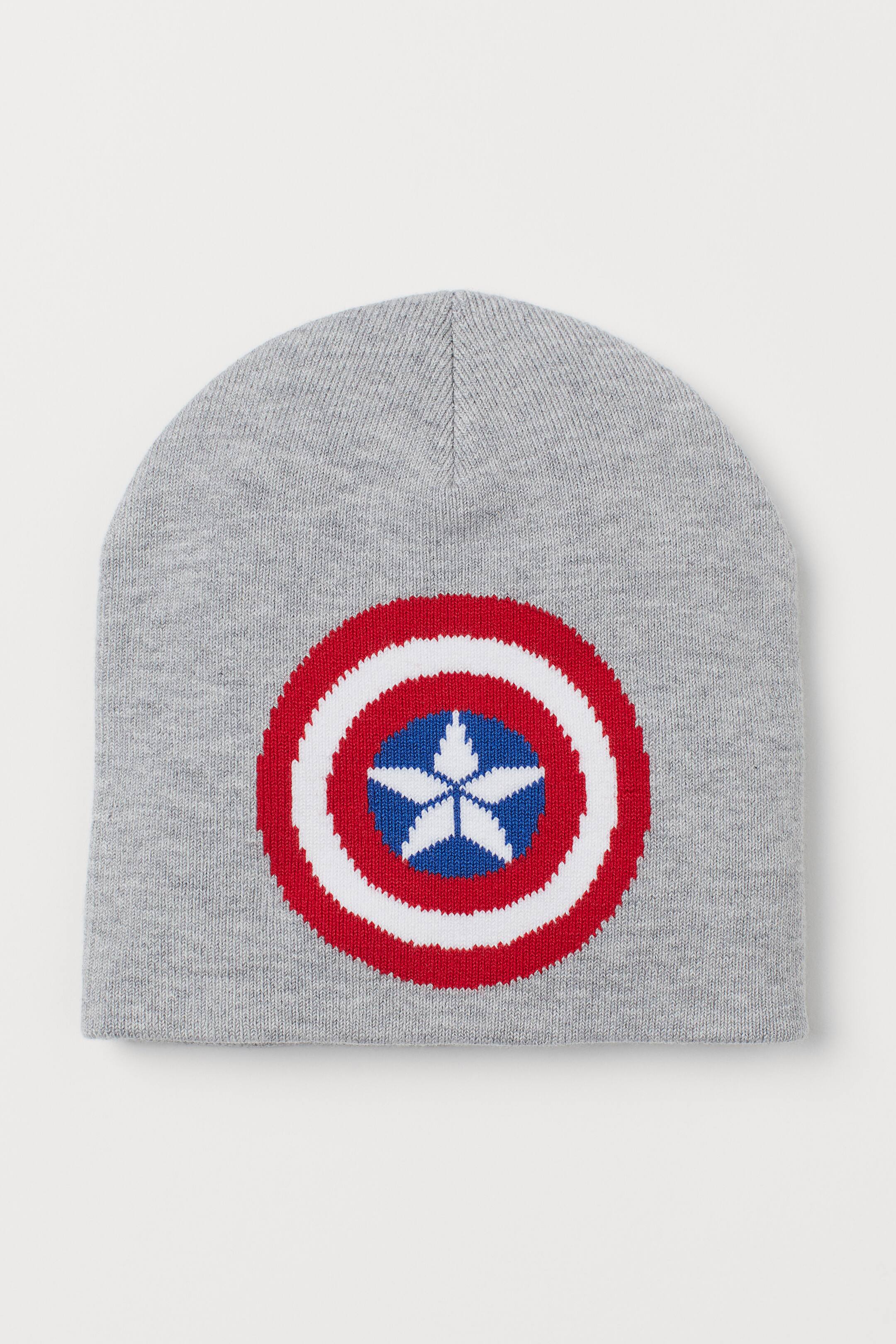 Knitted hat - Light grey/Captain America - Kids | H&M GB