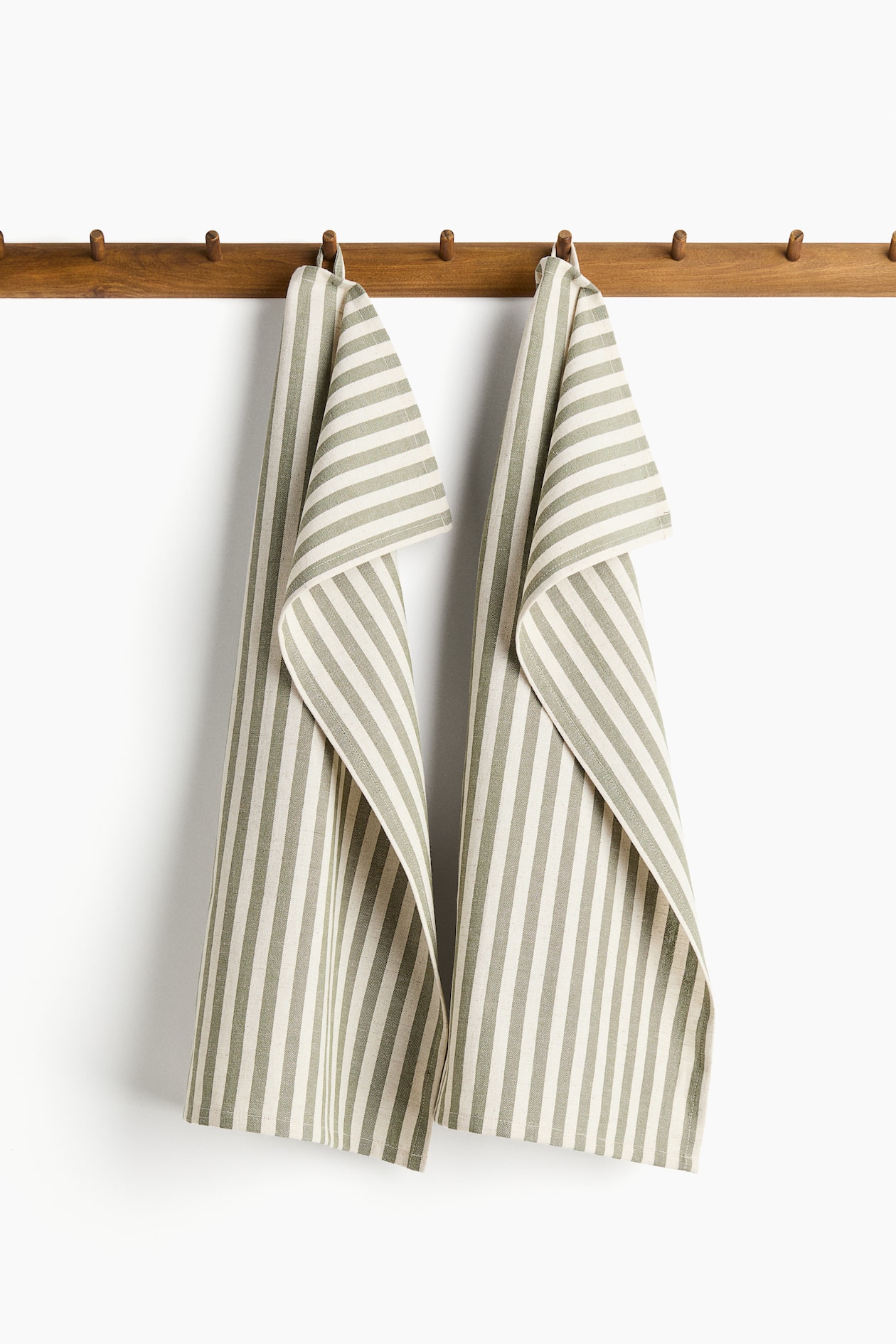 Olive green/beige striped 2-Pack Linen-Blend Tea Towels at H&M Home | H ...