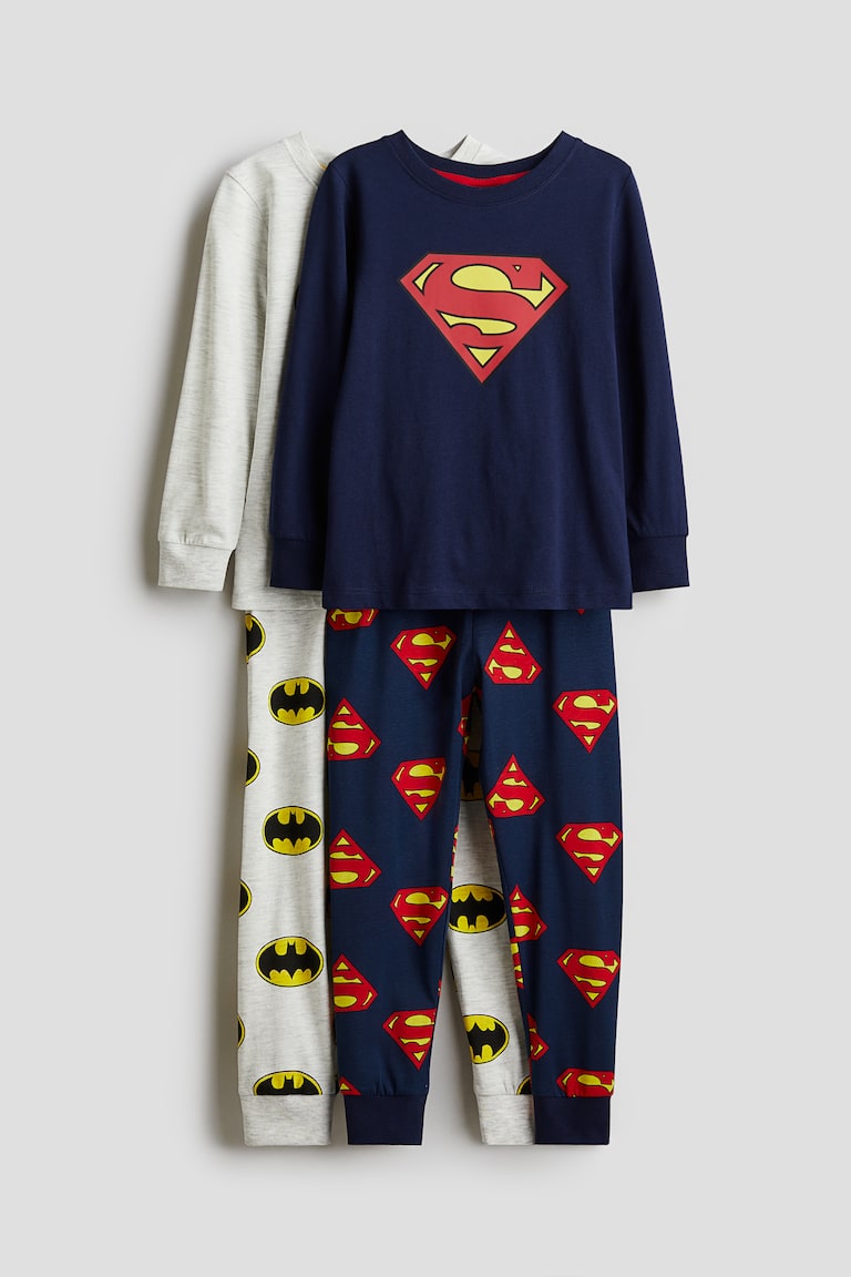 2-pack printed cotton pyjamas - Dark blue/Superman - Kids | H&M GB