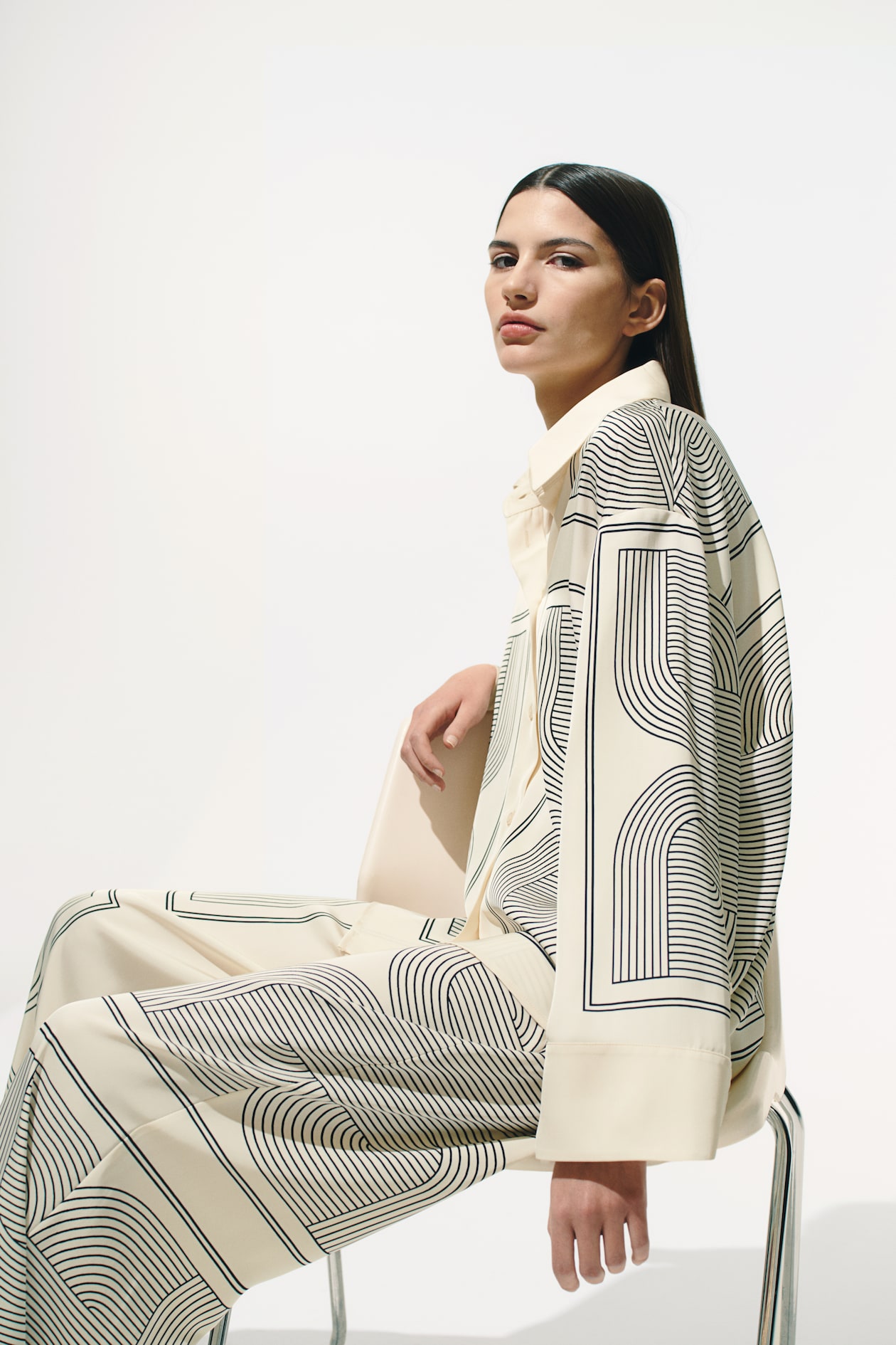 Hemd van keper met print - Roomwit/dessin - DAMES | H&M BE