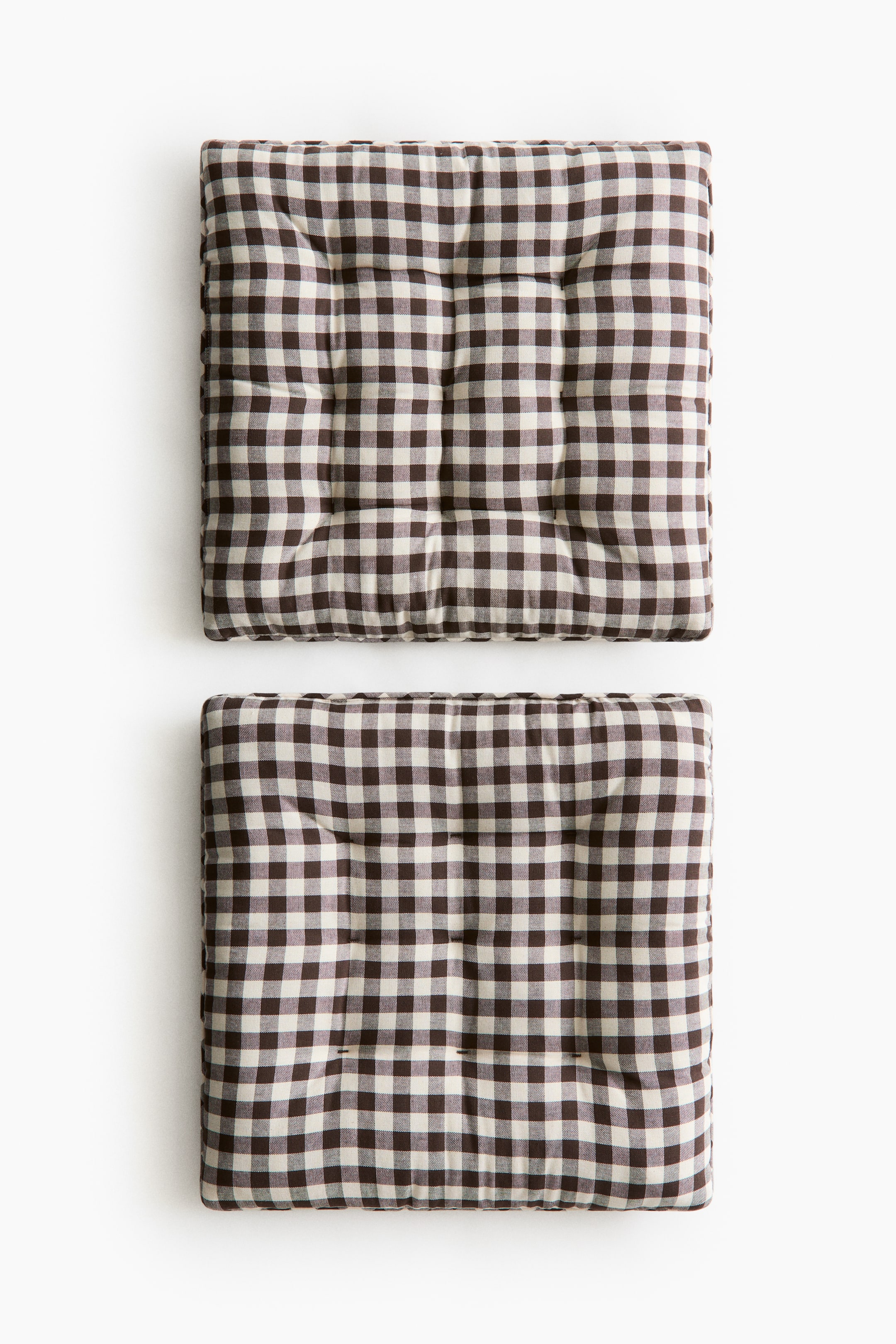 Dark brown/Gingham check 2-pack cotton seat cushions at H&M Home | H&M GB