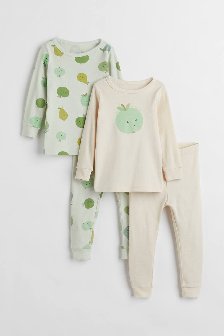 2-pack Cotton Pajamas - Light beige/apple - Kids | H&M US