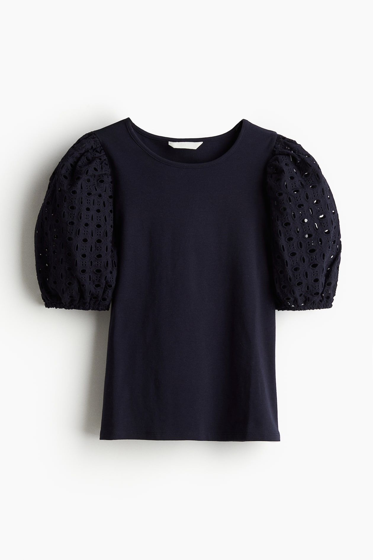 Puff-sleeved Top - Navy blue - Ladies | H&M US