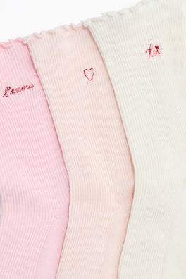 3-pack Calcetines con detalle overlock - Rosa/Blanco - Ladies | H&M MX