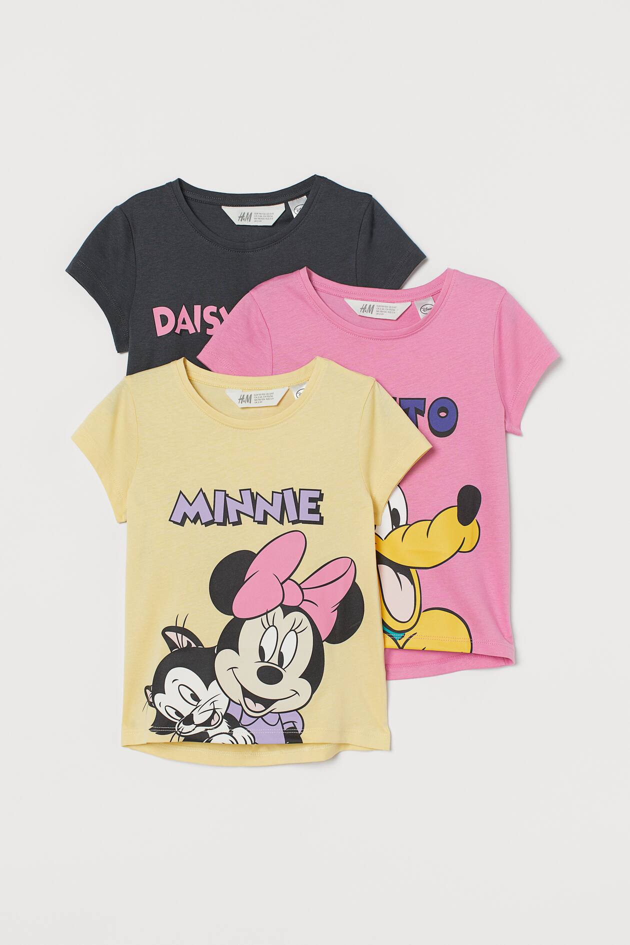 3-pack printed jersey tops - Light yellow/Minnie Mouse - Kids | H&M HK