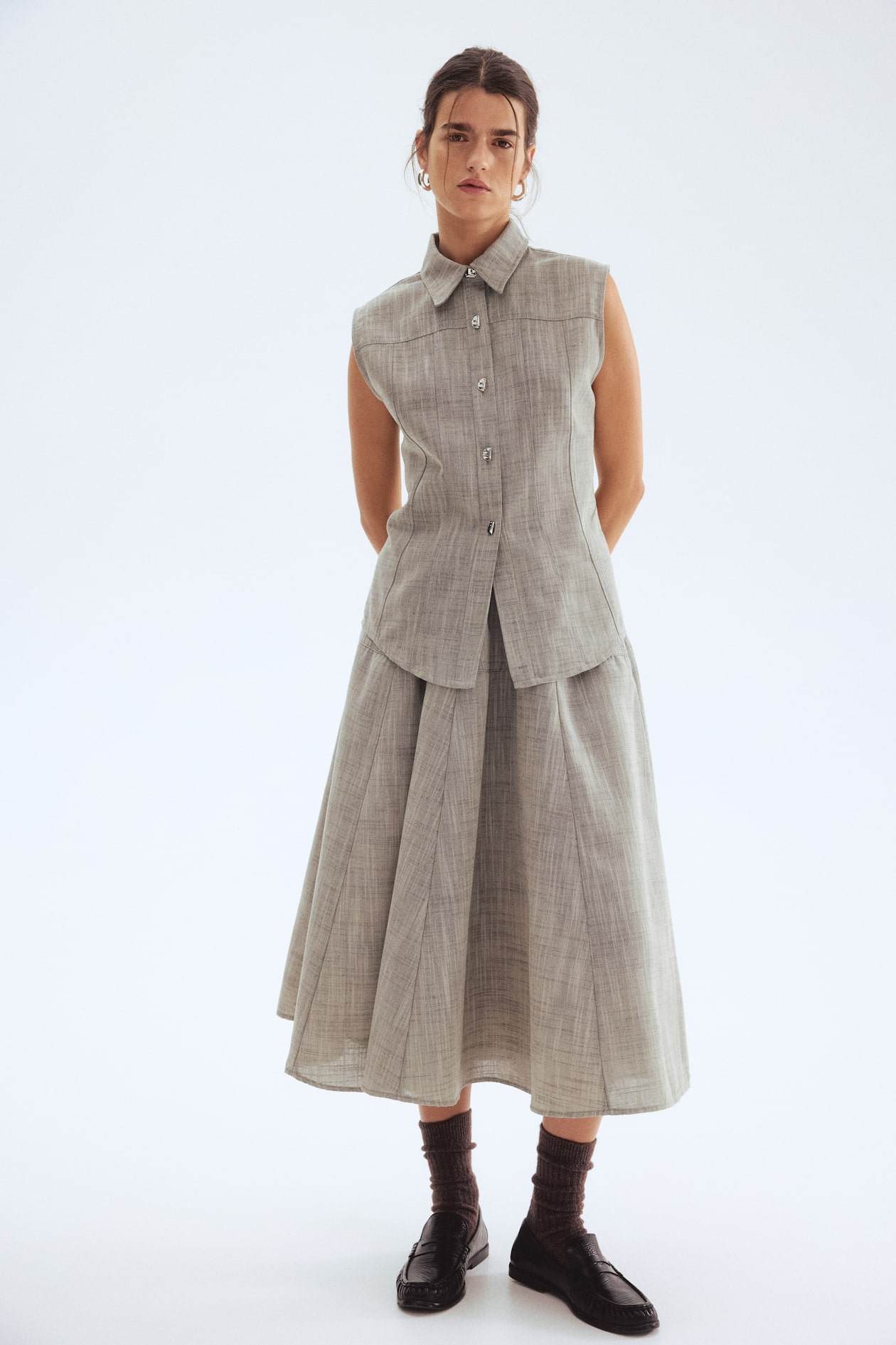 Women's Grey marle Sleeveless Shirt | H&M AU