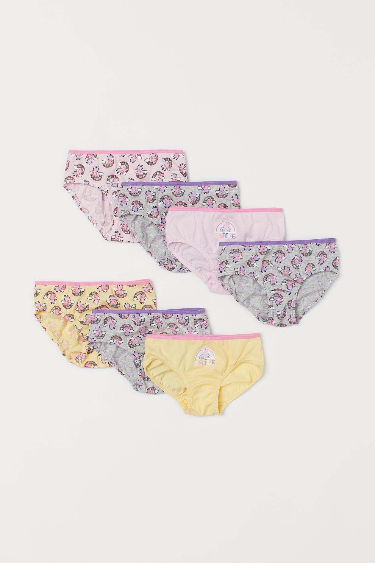 7-pack trosa i bomull - Normalhög midja - Ljusrosa/Greta Gris - BARN ...