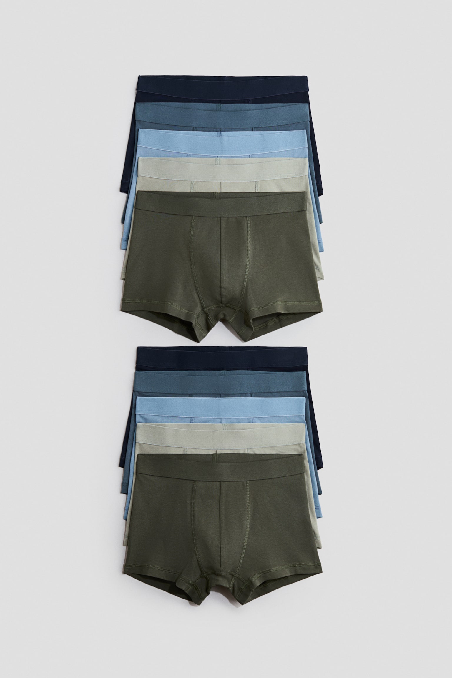 Dark khaki green/dusty blue 10-Pack Cotton Boxer Briefs for kids | H&M PH