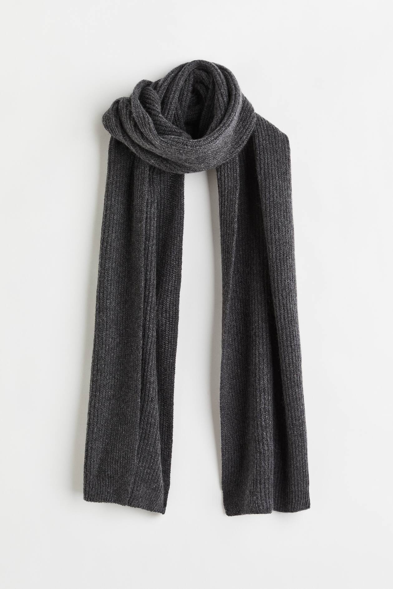 Men’s Dark grey marle Rib Cashmere Scarf | H&M AU