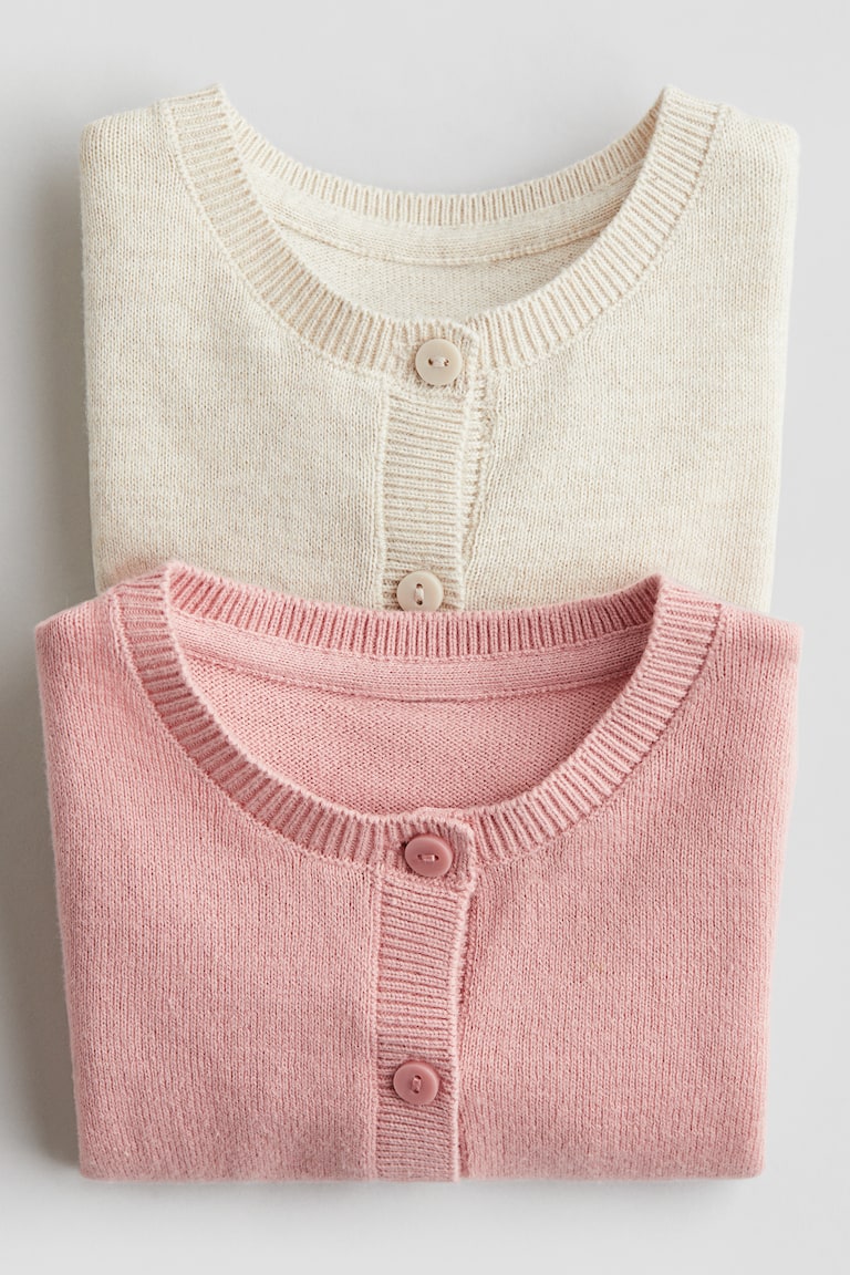 Cream/pink 2-pack Fine-Knit Cardigans for kids | H&M US