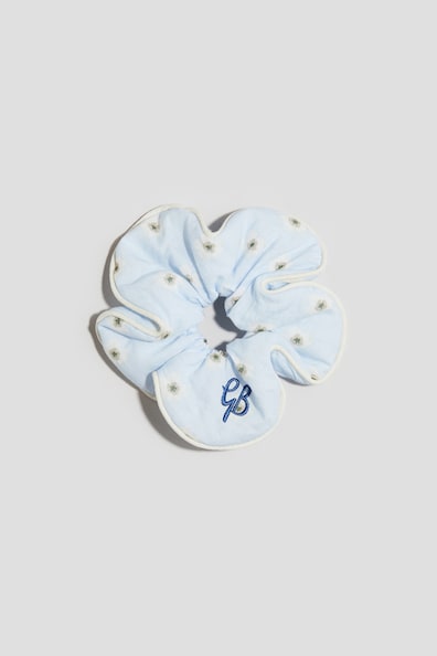 Light blue/floral Patterned Cotton Scrunchie for kids | H&M US