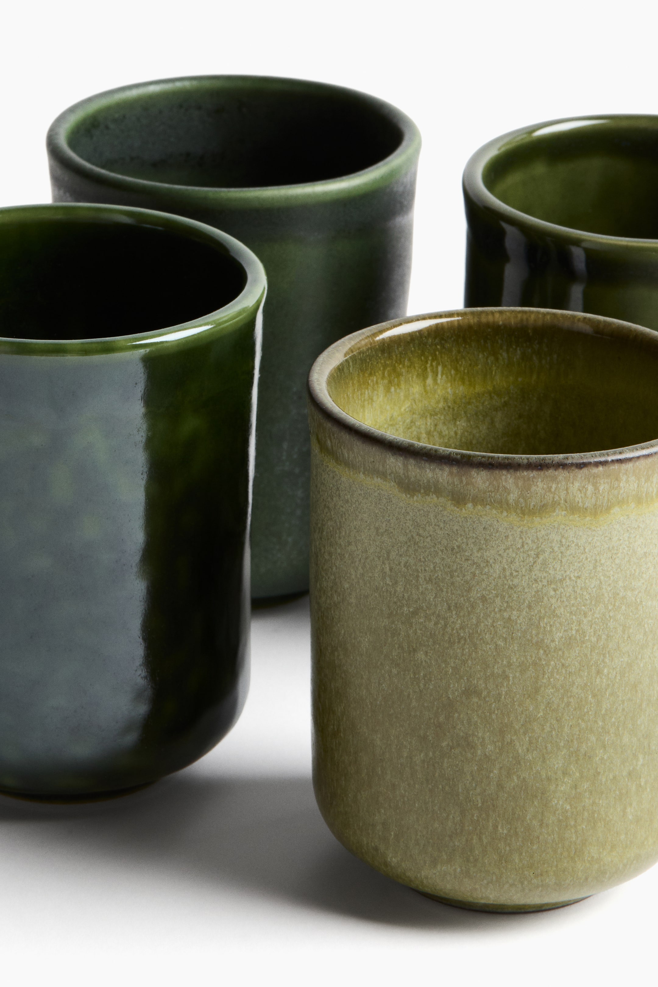 Pack de 4 chávenas em cerâmica de grés - Verde escuro - HOME | H&M PT