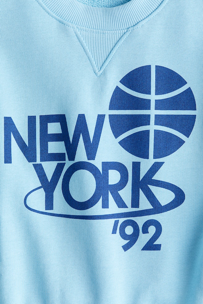 Printed crew-neck sweatshirt - Light blue/New York '92 - Kids | H&M GB