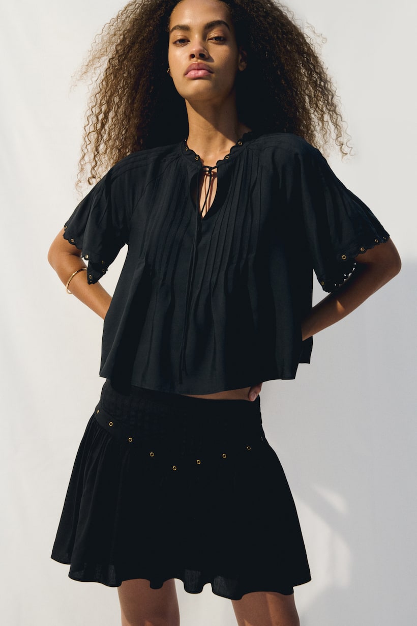 Gathered Mini Skirt - Black - Ladies | H&M US