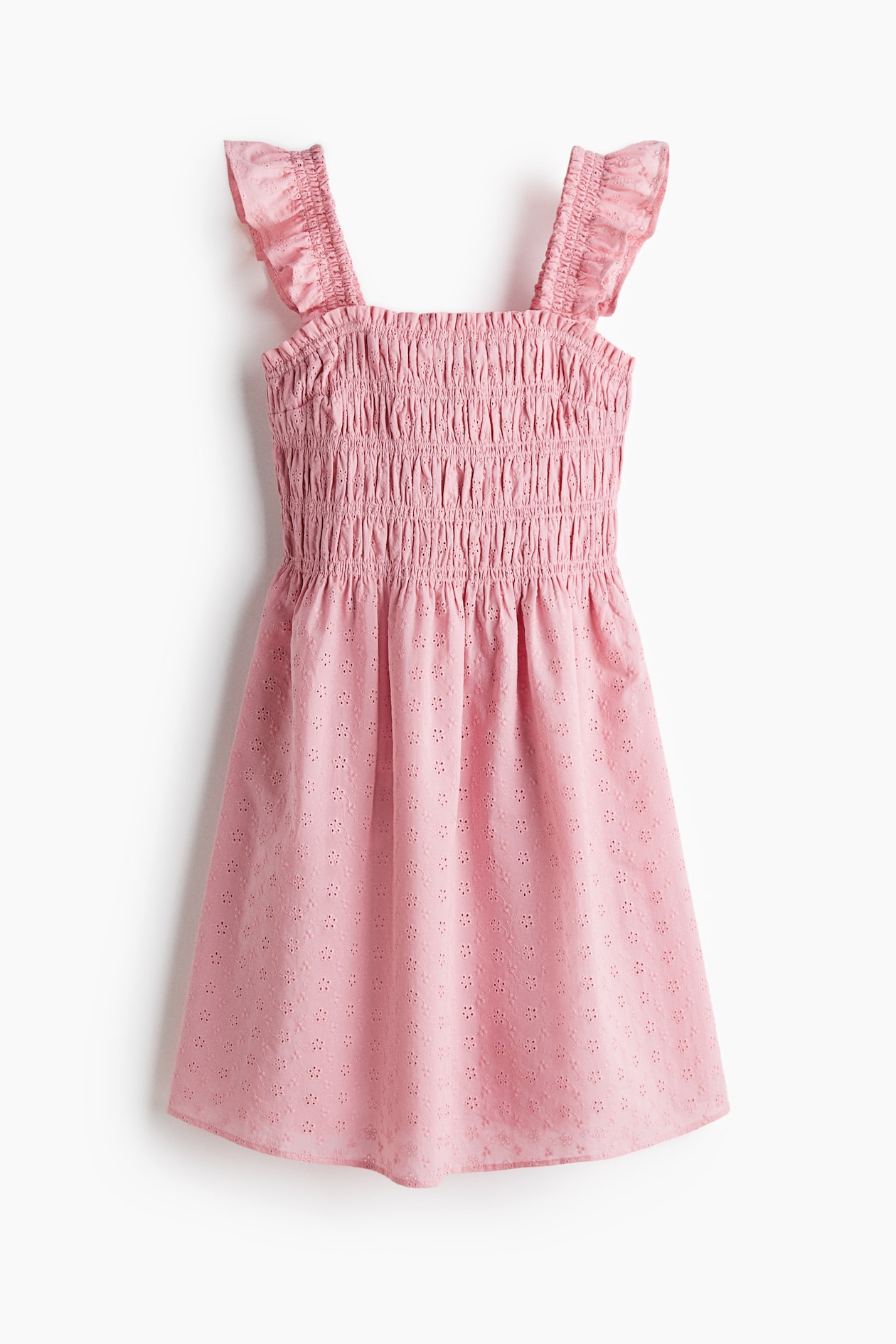 Robe smockée avec broderie anglaise - Rose - FEMME | H&M FR