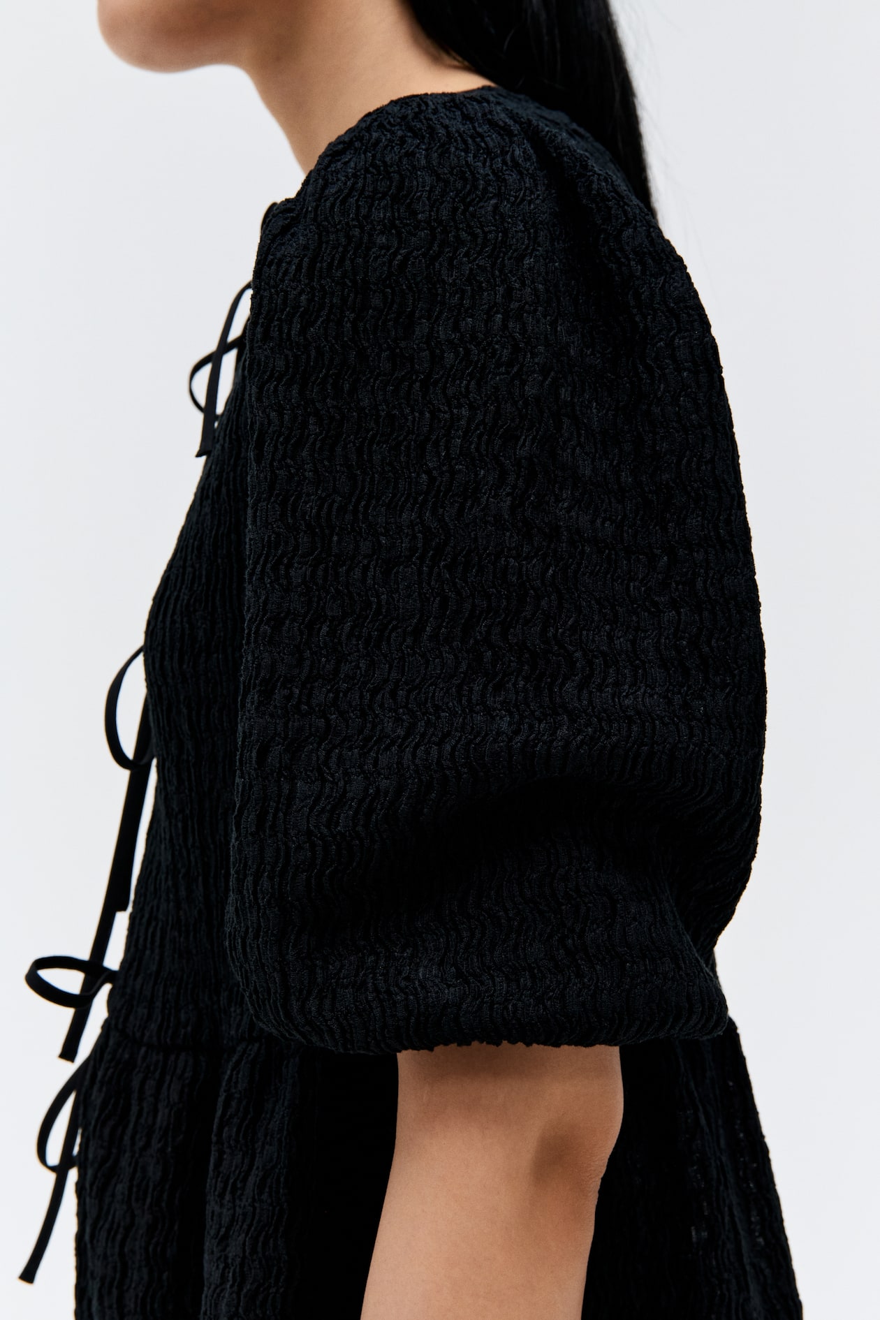 Women's Black Tie-Front Peplum Top | H&M CA