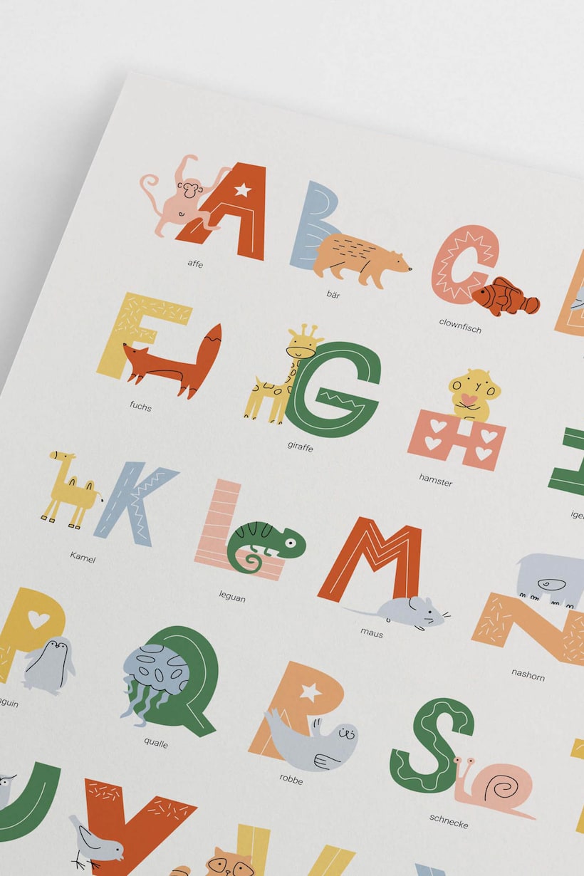 German Abc Poster - Wit/rood/groen - Postery - HOME | H&M NL